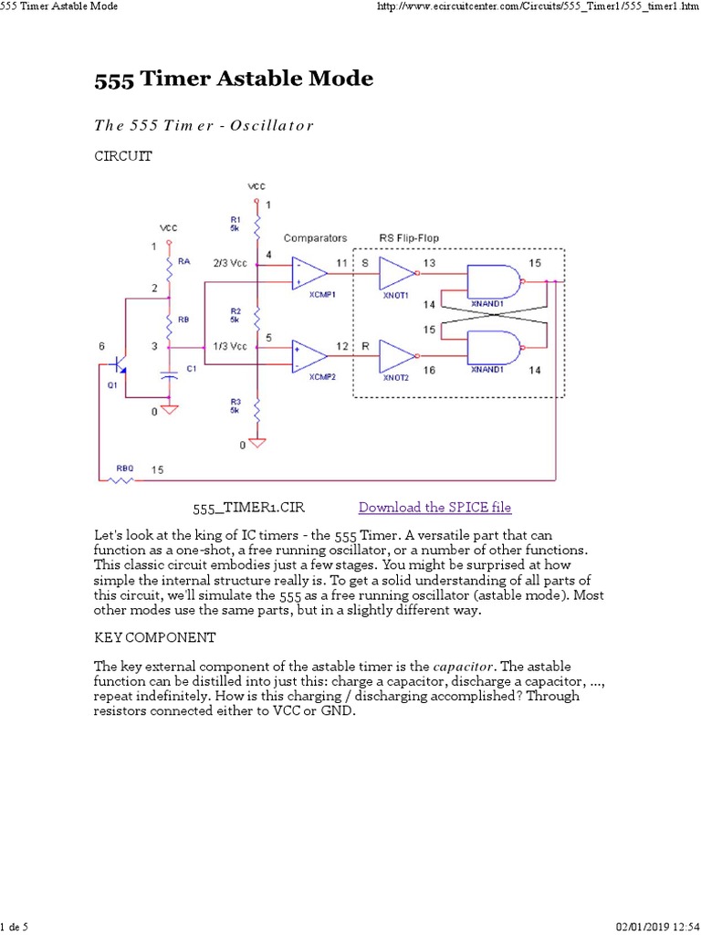 The 555 Timer Oscillator Download The Spice File Pdf Spice Digital Electronics