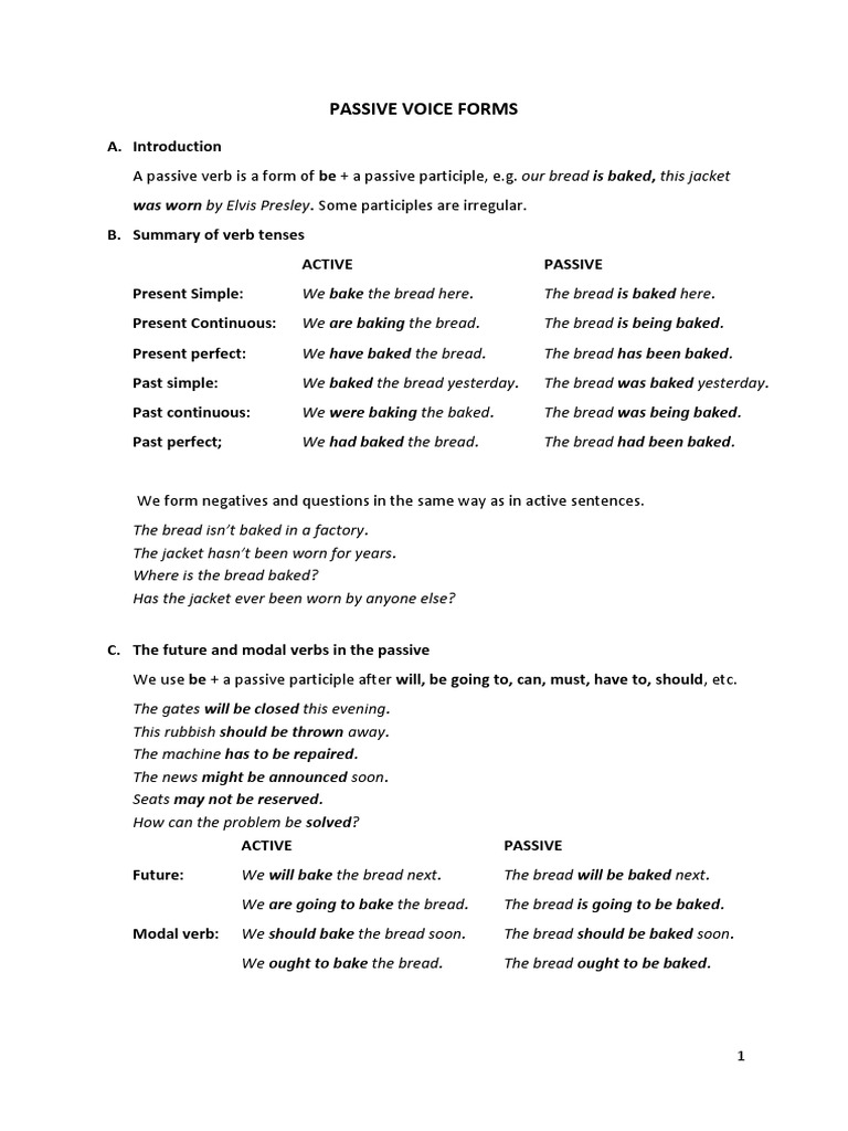 Passive Voice Forms | PDF | Grammar | Syntax