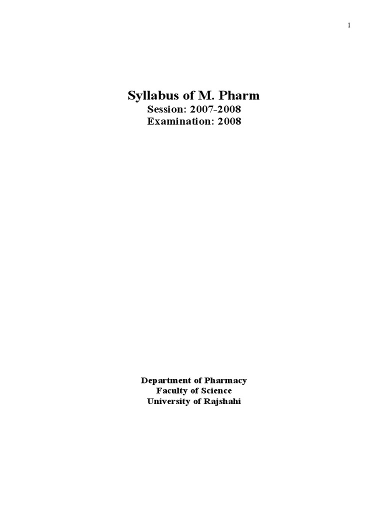 Syllabus of M. Pharm: Session: 2007-2008 Examination: 2008 | PDF ...