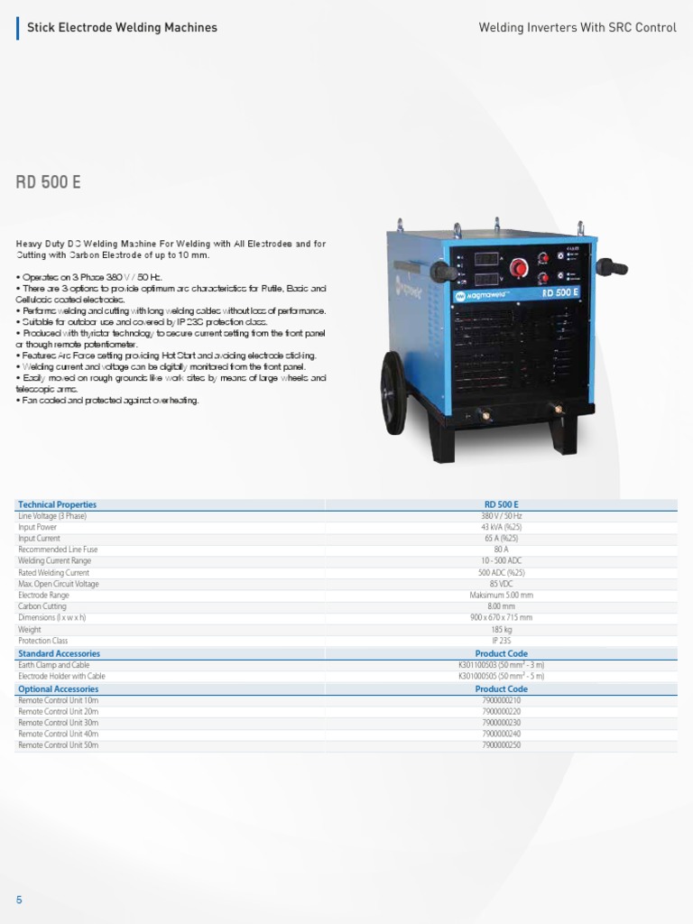 Welding Machines RD500E | PDF | Welding | Construction