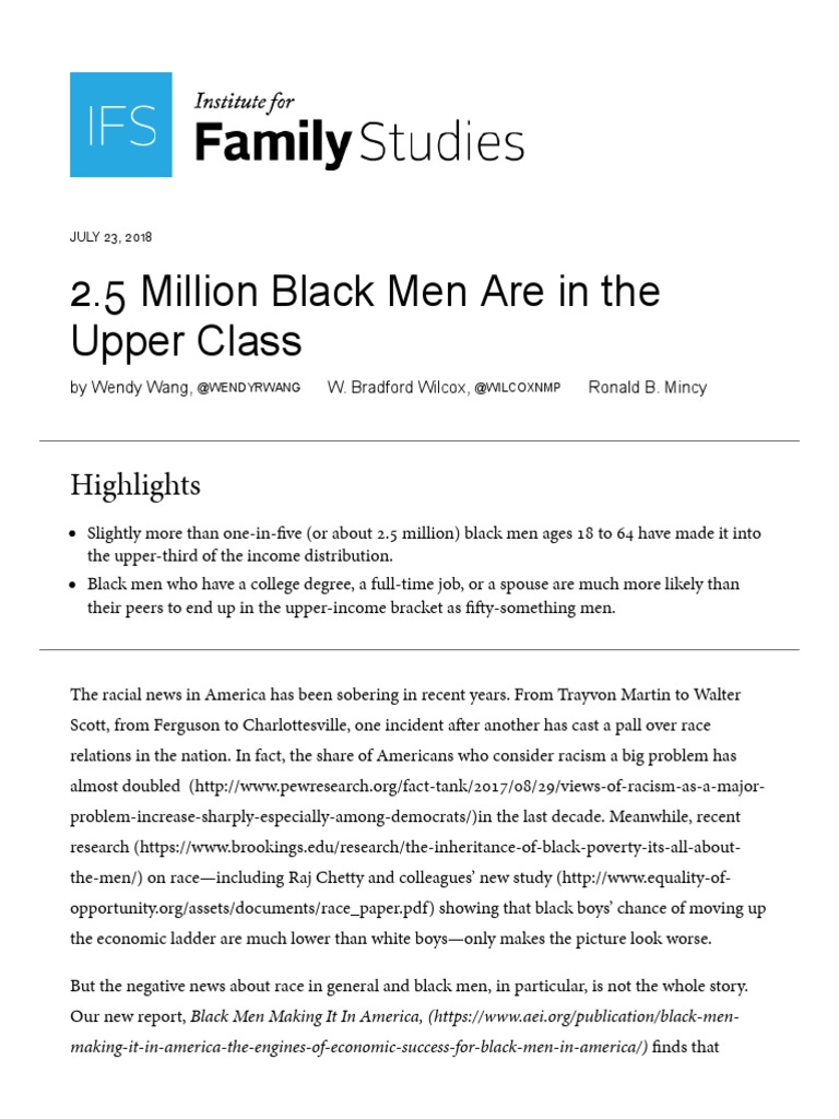 2.5 Million Black Men Are in The Upper Class - Institute For Family ...