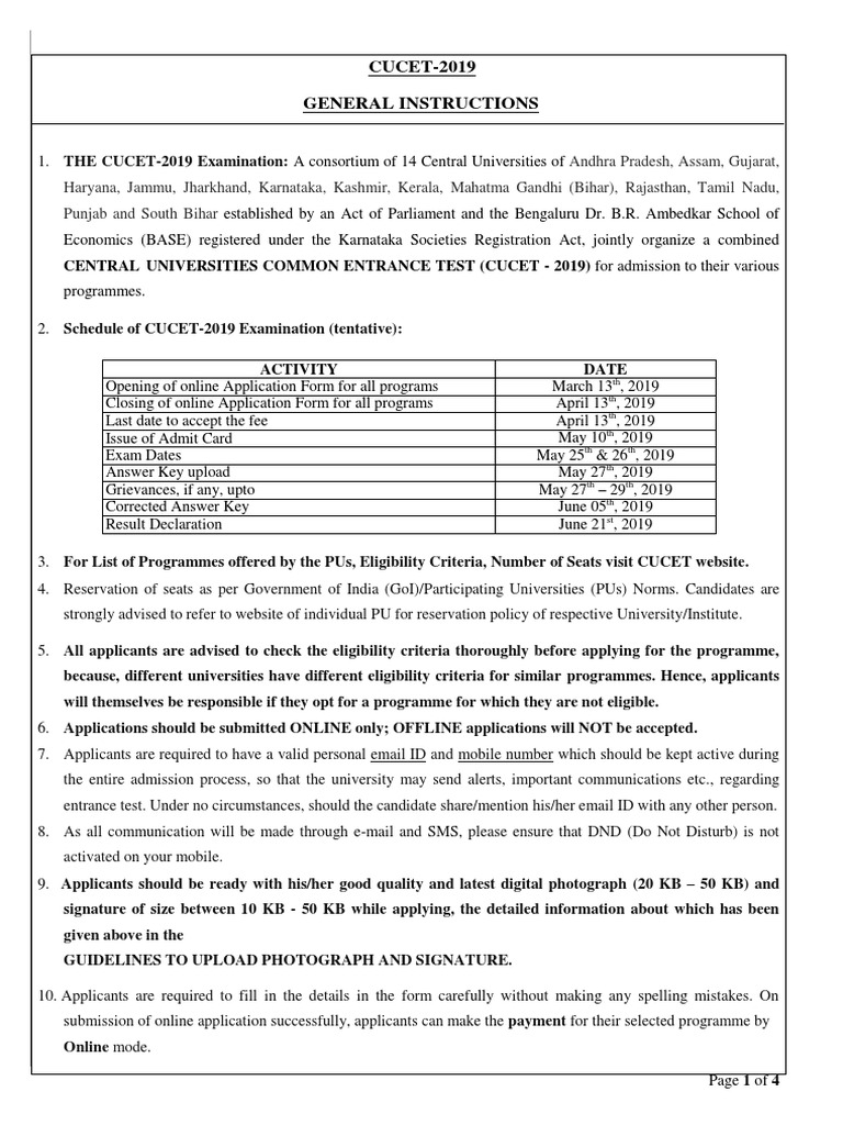 General Instruction 2019 | PDF | University And College Admission ...