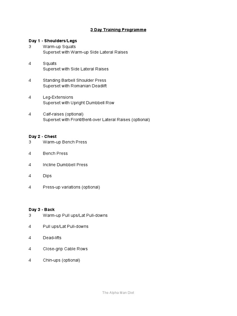3-Day Workout Plan: Strength Training | PDF