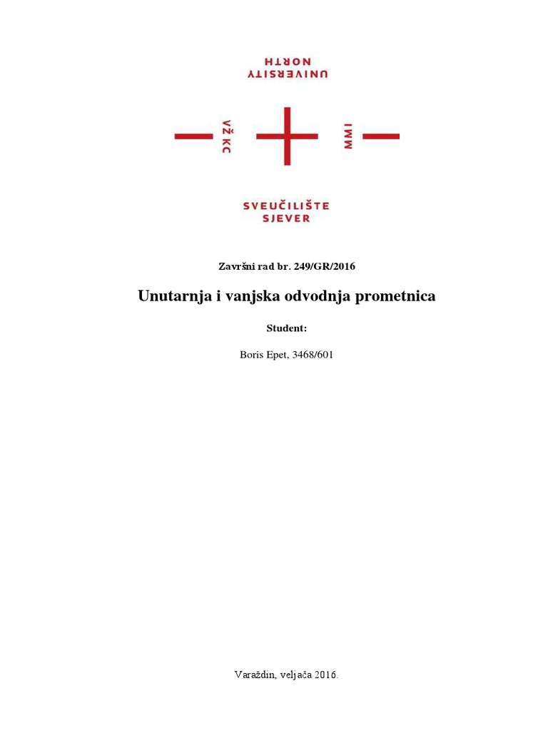 Unutarnja I Vanjska Odvodnja Prometnica PDF | PDF