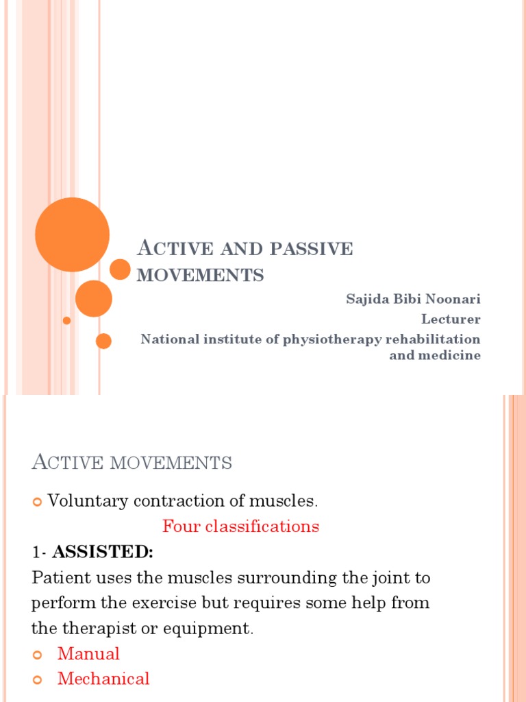 Active and Passive Movements | PDF | Muscle | Physical Therapy