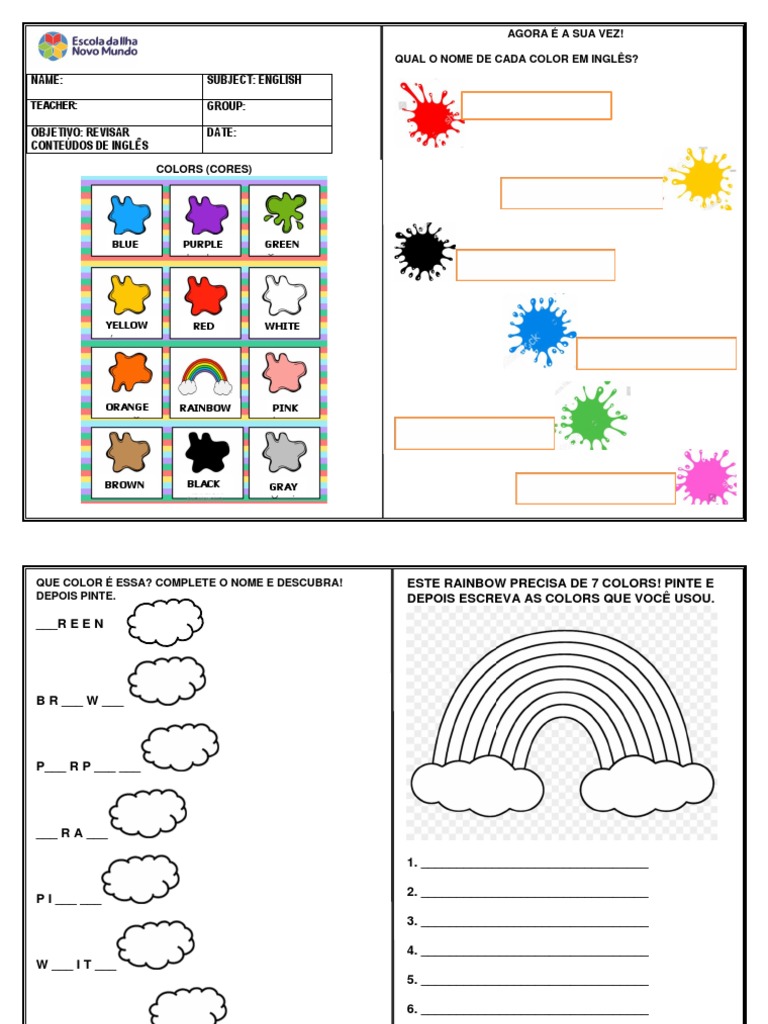 Colors (Atividade de Revisão) | PDF | Lazer