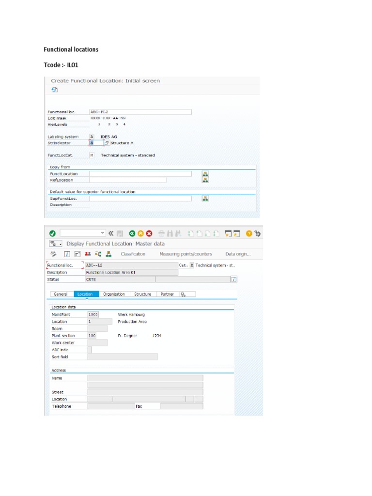 Functional Locations Tcode:-IL01 | PDF