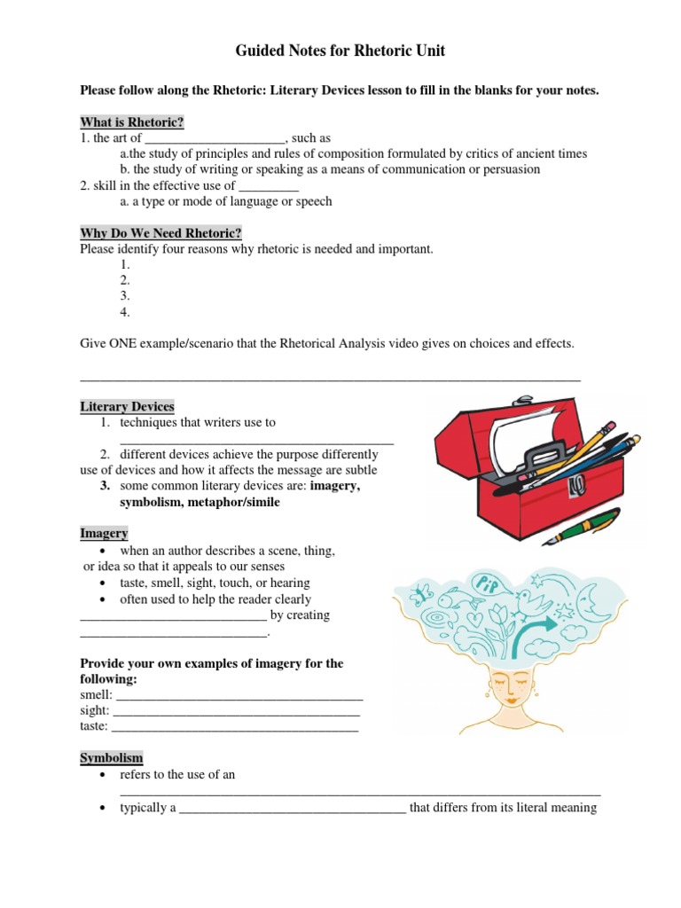 Rhetoric Unit Guided Notes | PDF | Metaphor | Rhetoric