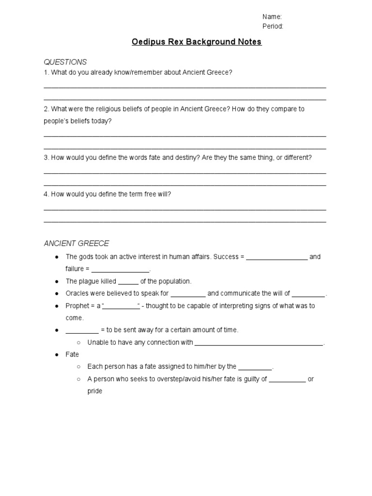 Oedipus Rex Background Notes | PDF | Oedipus | Ancient Thebes (Boeotia)