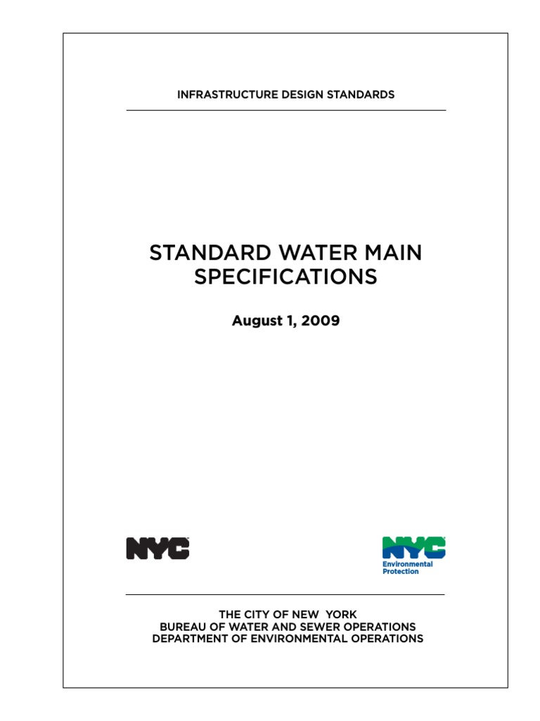 NYC Standard Water Main Specs | PDF | Sanitary Sewer | General Contractor