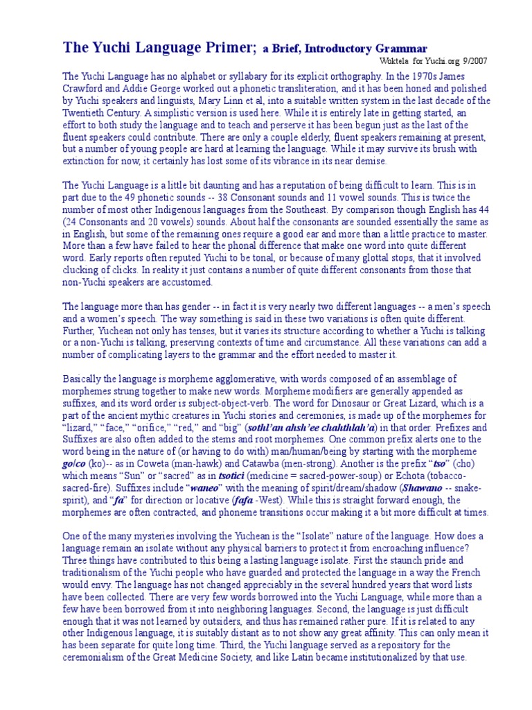 Yuchi Language | PDF | Consonant | English Language