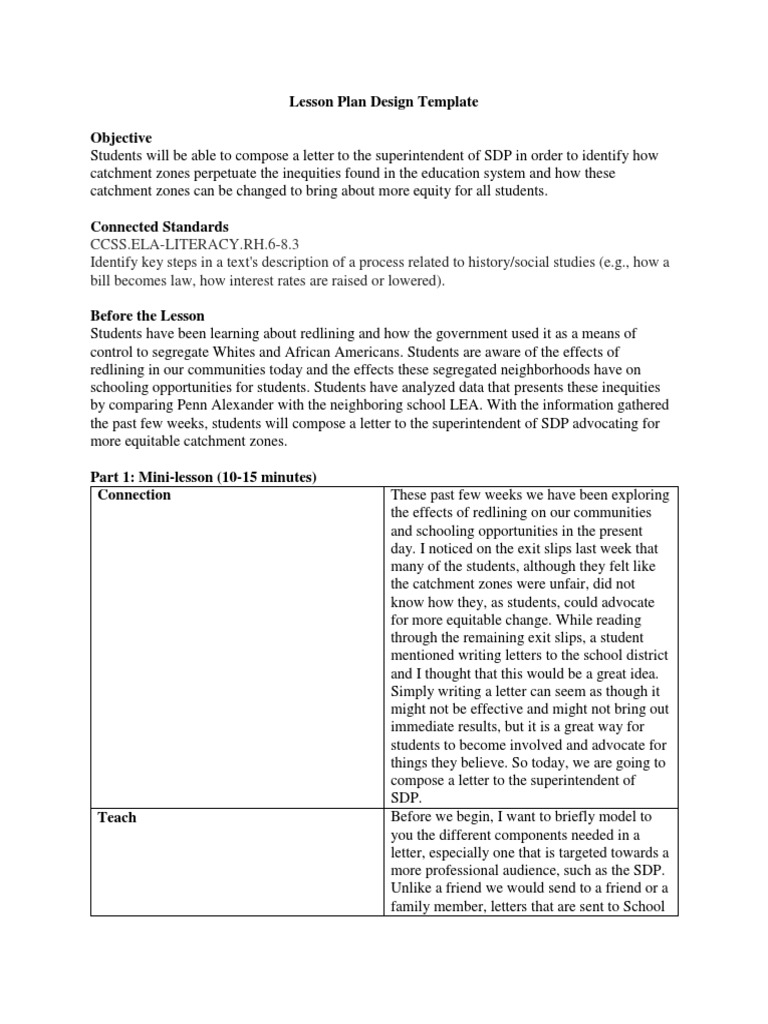 Lesson Plan Design Template Objective: CCSS - ELA-LITERACY - RH.6-8.3 ...
