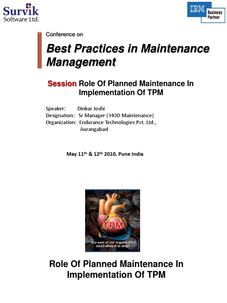 Best Practice in Maintenance TPM | PDF | Reliability Engineering ...