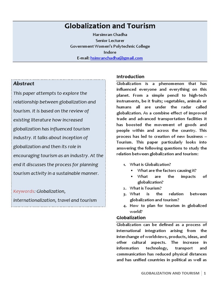 Globalization and Tourism | PDF | Globalization | Tourism