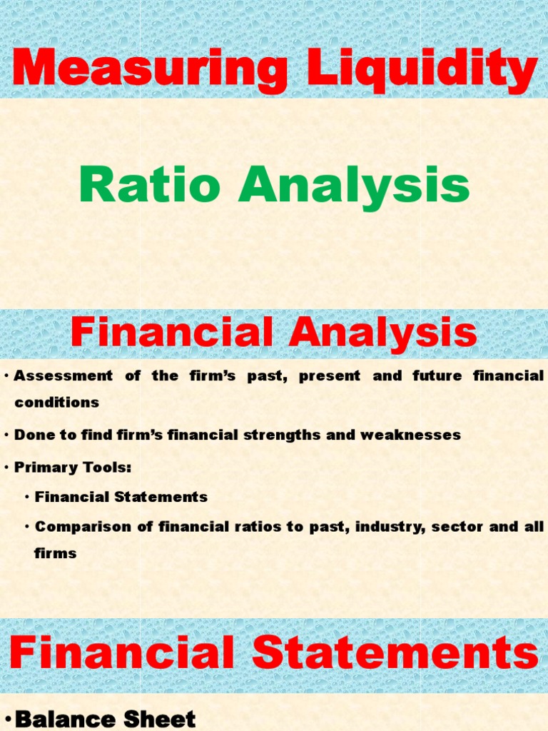 Measuring Liquidity: Ratio Analysis | PDF | Equity (Finance) | Market ...