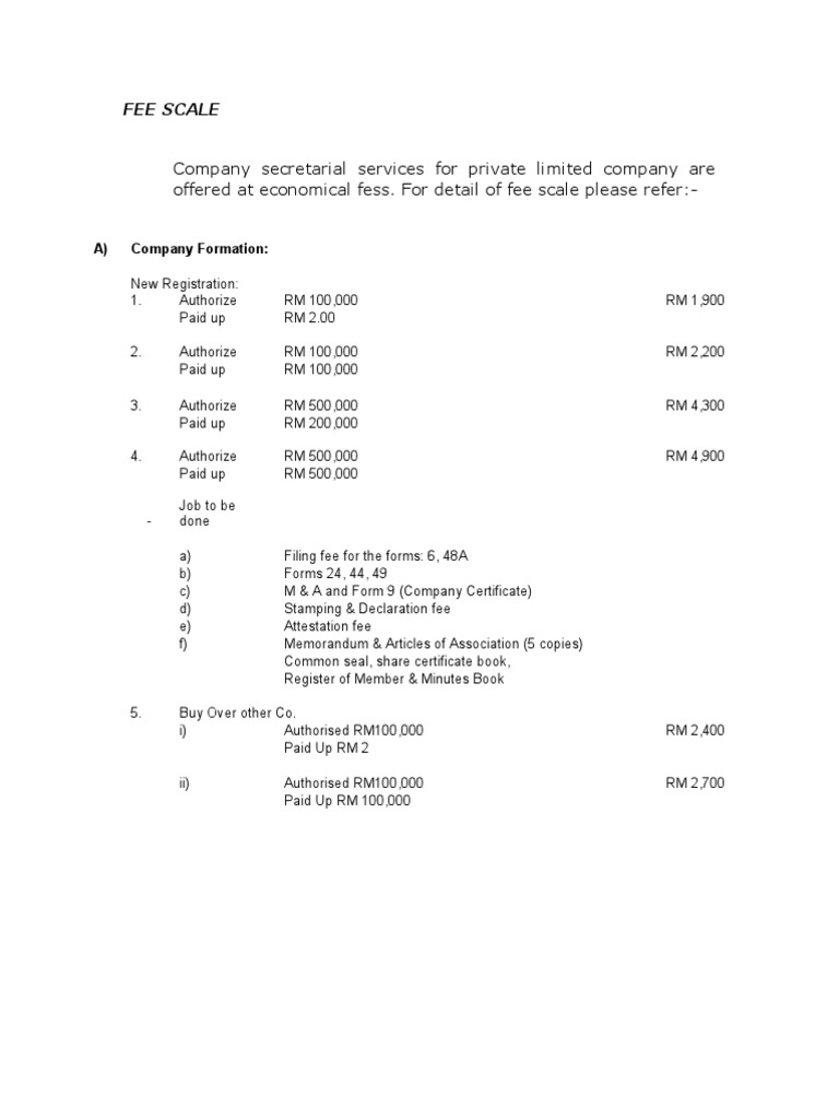 Fee Scale | PDF | Private Law | Government
