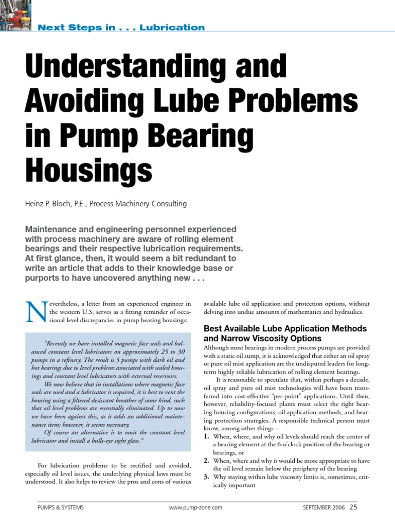 Understanding and Avoiding Lube Problems in Pump Bearing Housings | PDF ...
