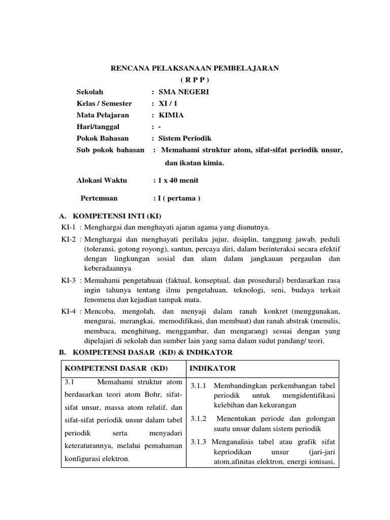 RPP SISTEM PERIODIK | PDF