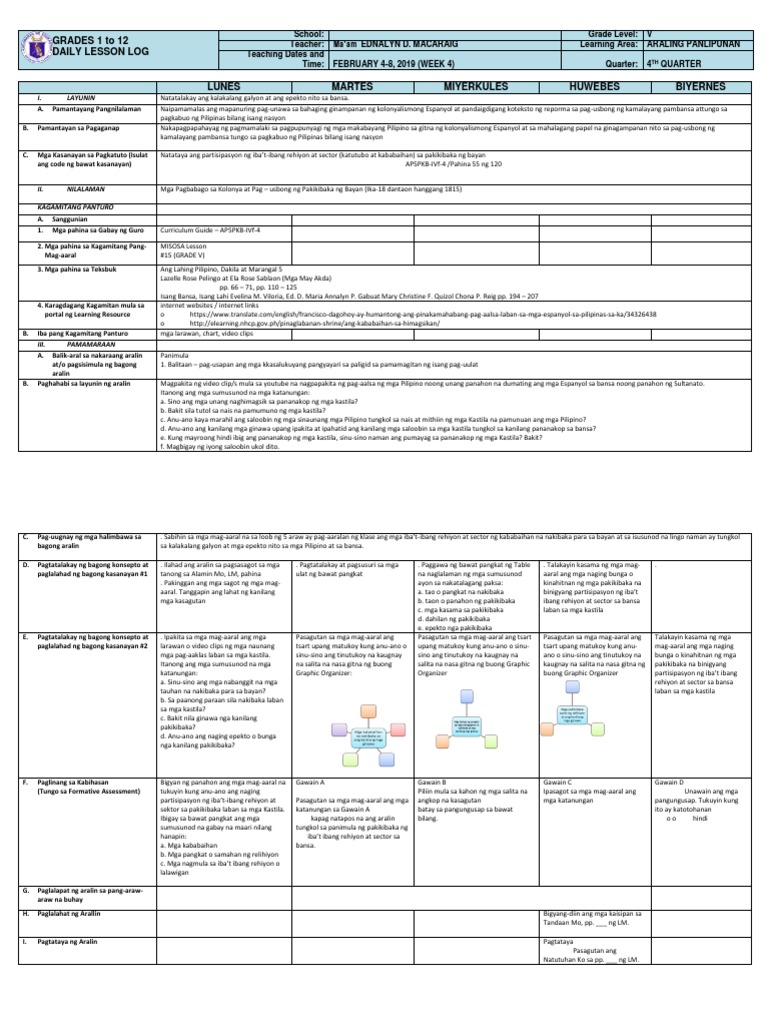 Ap 5 - Q4 - W4 DLL | PDF