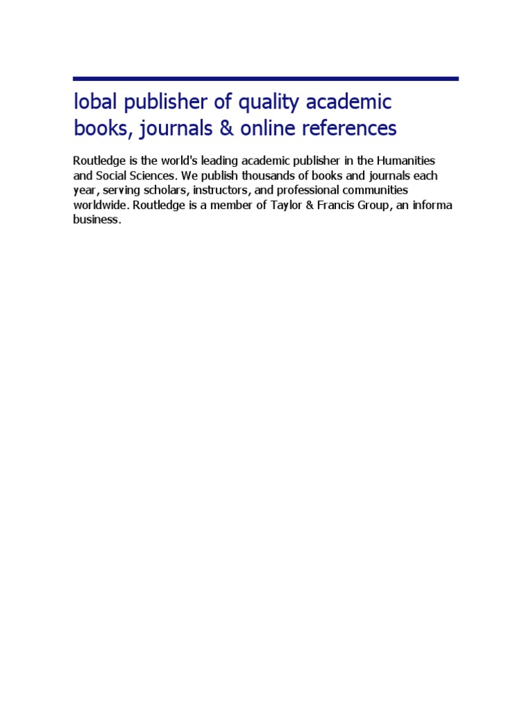 Leading Academic Publisher Routledge | PDF