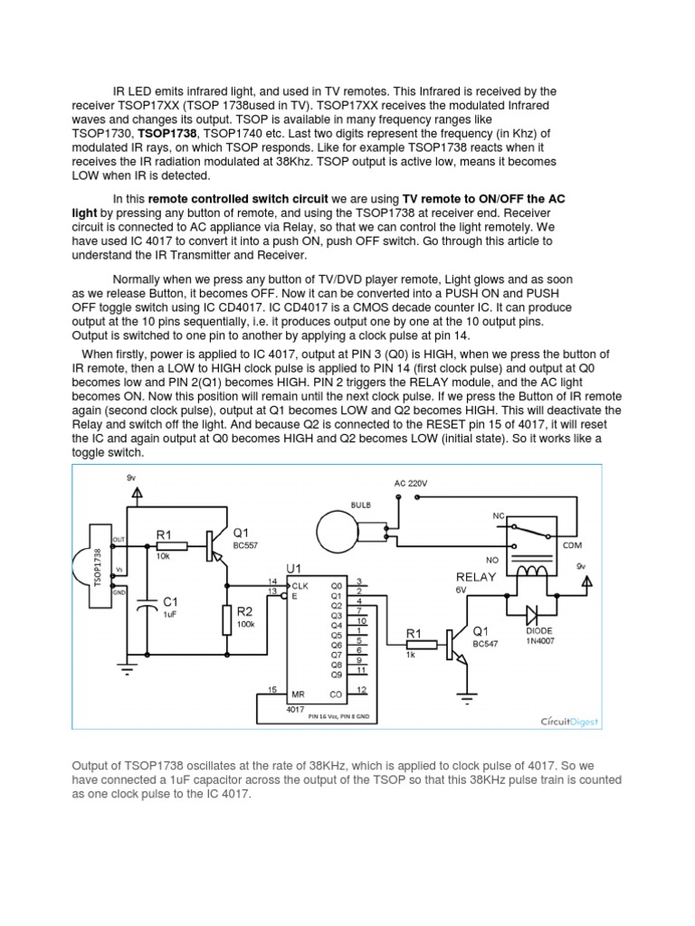 Electronic Circuits Project List | PDF | Remote Control | Infrared