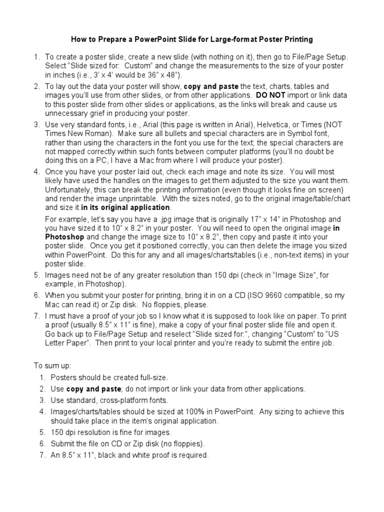 PowerPointPosterInstructions PrintingServices PDF Microsoft Power 