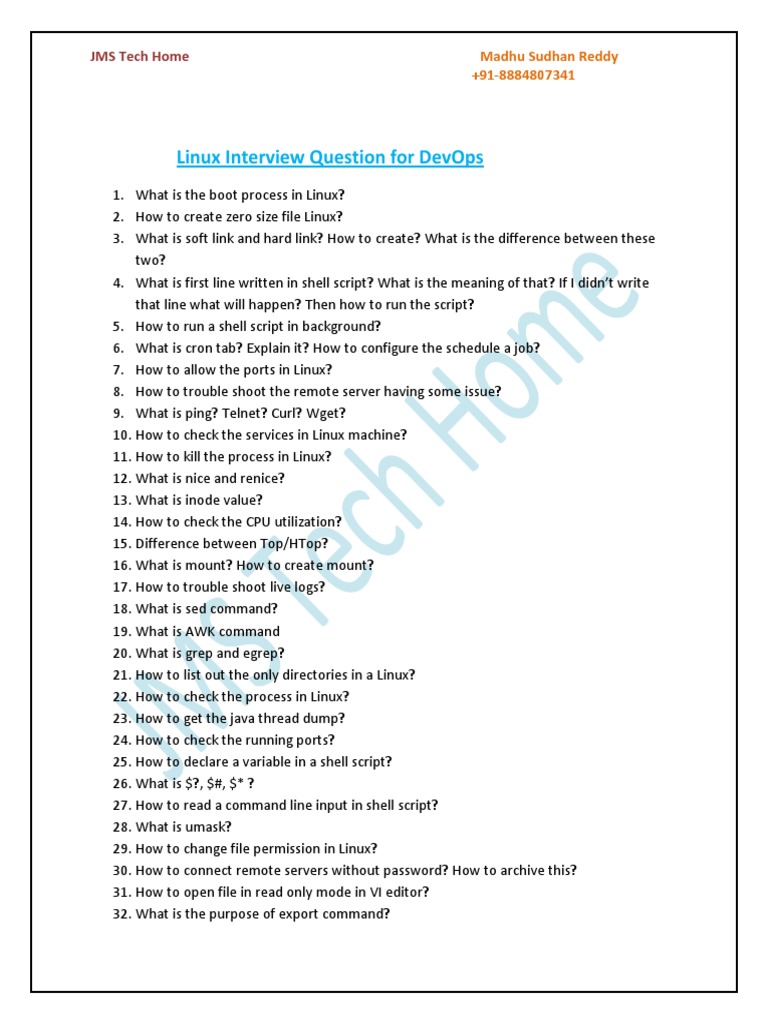 Linux Interview Question For DevOps | PDF