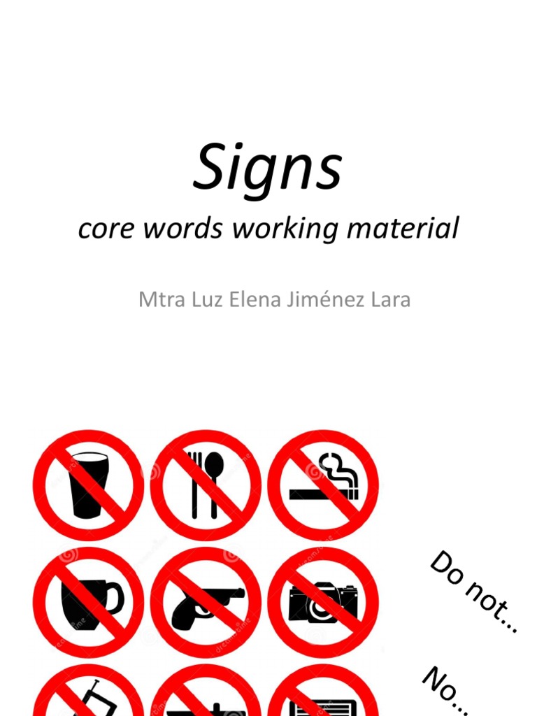Signs: Core Words Working Material | PDF