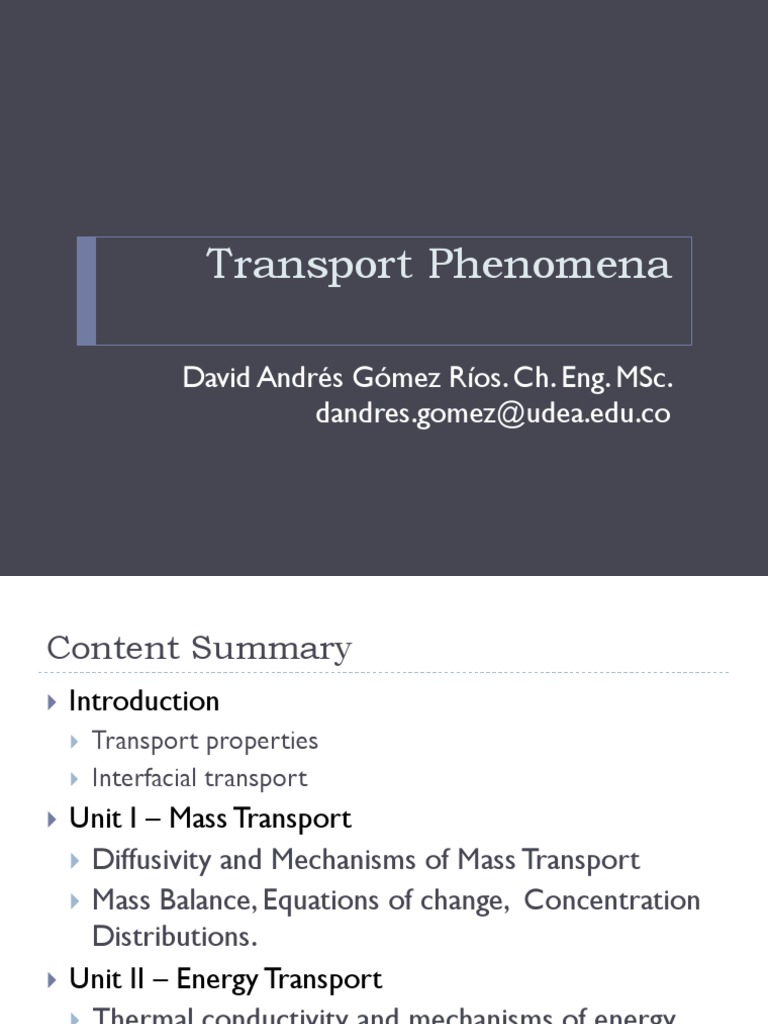 IntroTransport Phenomena. | PDF | Transport Phenomena | Mass Transfer