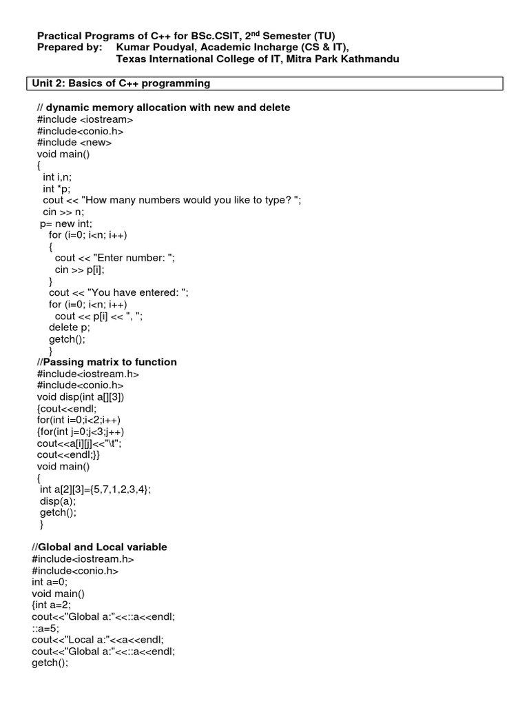 An Introduction to C++ Programming Concepts for BSc Computer Science Students | PDF ...