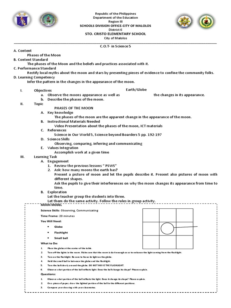 Cot - DLP - Science 5 by Sir John Cel P. Faustino | PDF | Moon | Behavior Modification