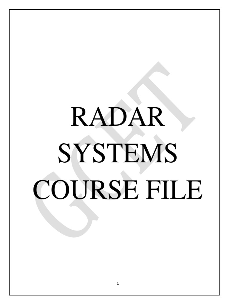 Radar Systems Course File | PDF | Radar | Antenna (Radio)