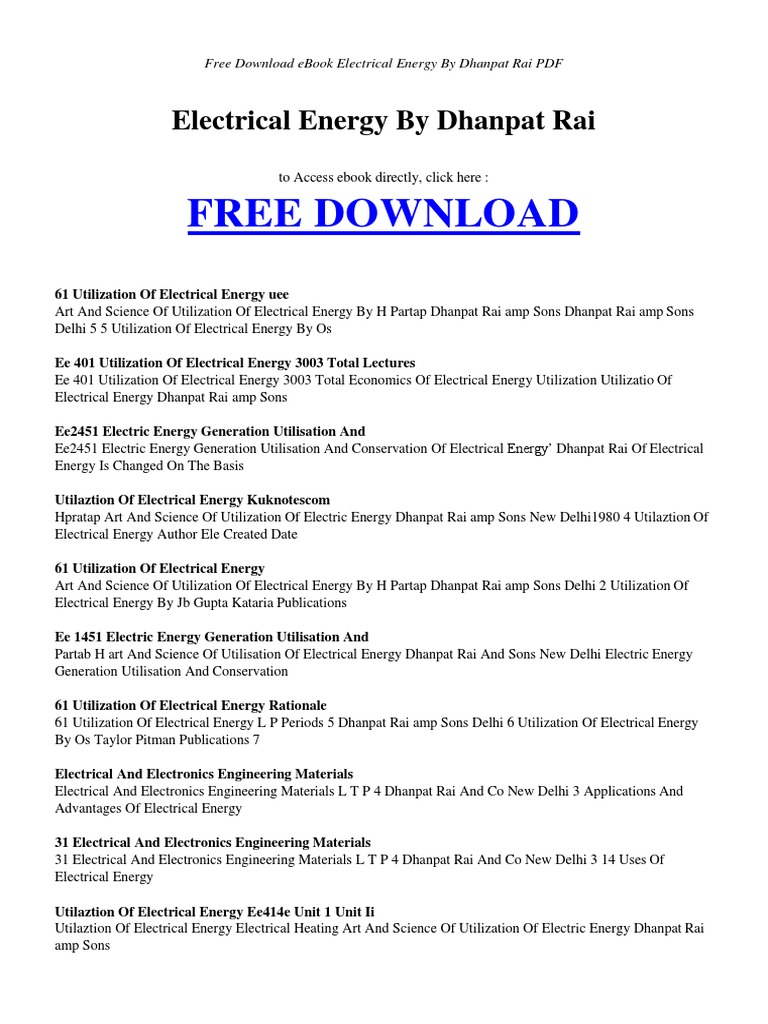 (PDF) Electrical Energy by Dhanpat Rai | PDF | Electricity | Electrical ...