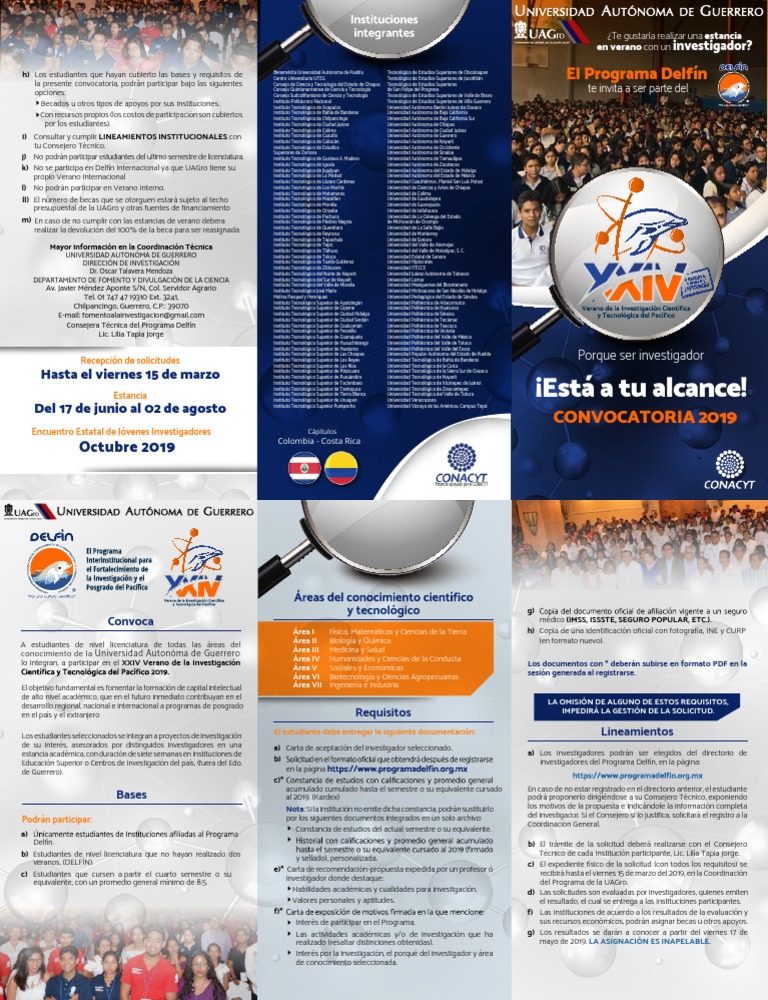 Convocatoria Verano Delfin 2019 | PDF | Universidad | Educación avanzada