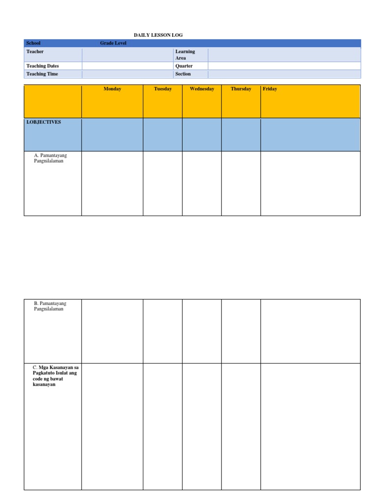DAILY LESSON LOG (fILIPINO | PDF
