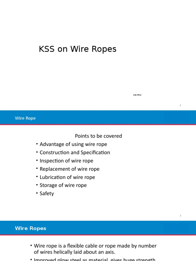 KSS On Wire Ropes: Ims-Frm | PDF | Rope | Wire