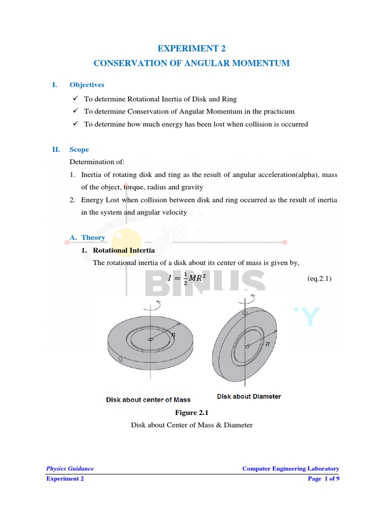 Angular Momentum Conservation Lab | PDF | Torque | Inertia
