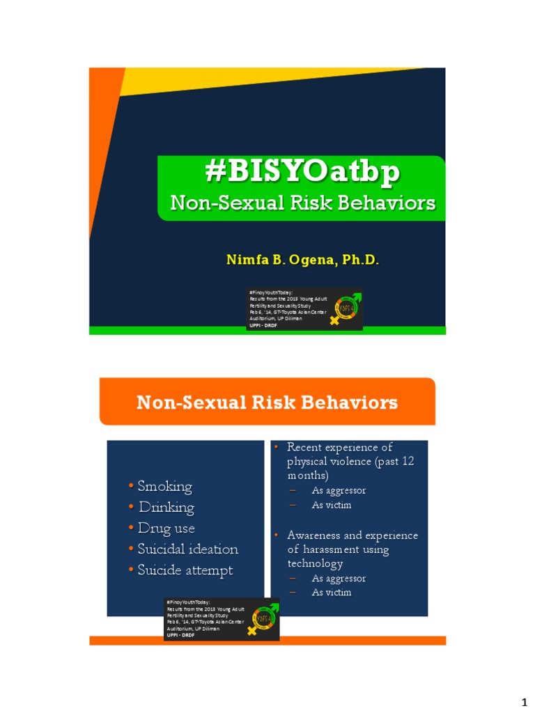 Pinoyyouthtoday 3 Non Sexual Risk Behaviors Pdf Youth Fertility 3226