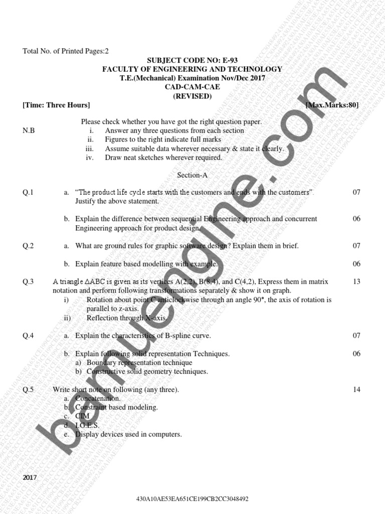 Cad Cam Sample Quetions PDF | PDF
