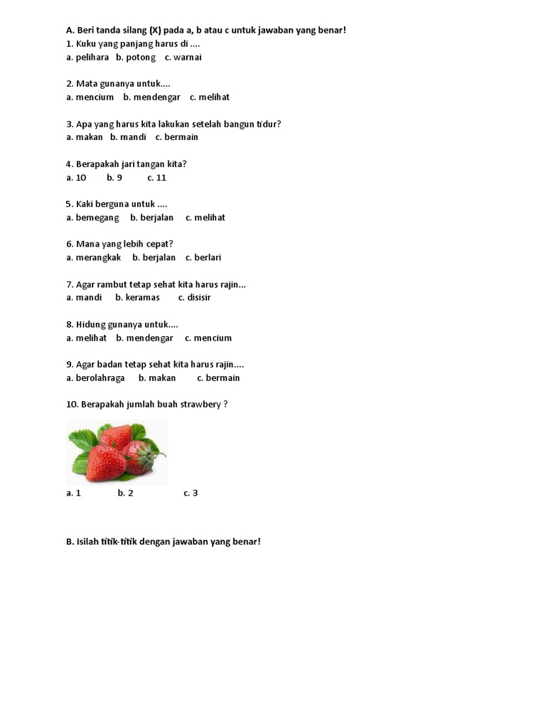 Soal Uas Tematik Tema Diriku Kelas 1 SD | PDF