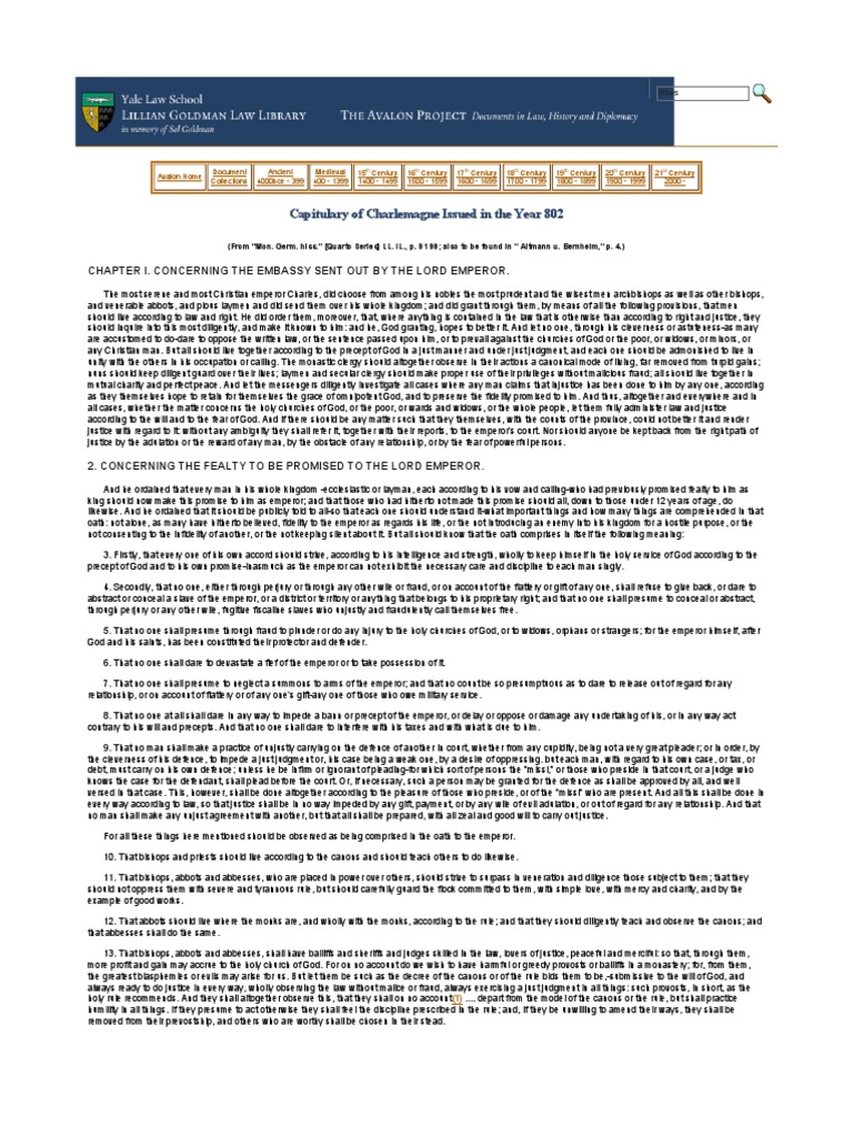 Capitularies of Charles The Great | PDF | Abbot | Ordination