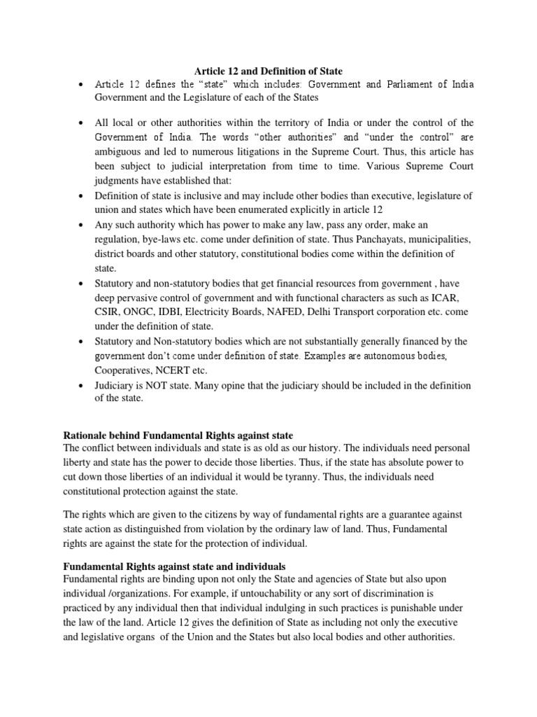 Article 12 and Definition of State | PDF | Government Of India ...