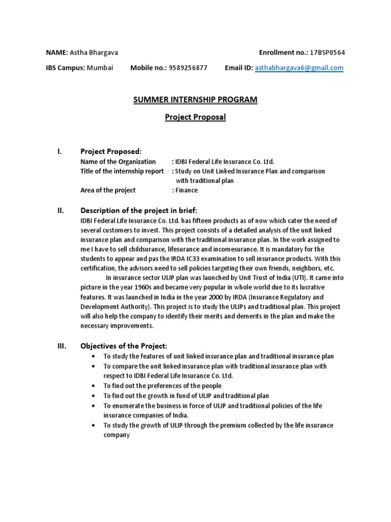 Summer Internship Program Project Proposal | Download Free PDF | Life ...