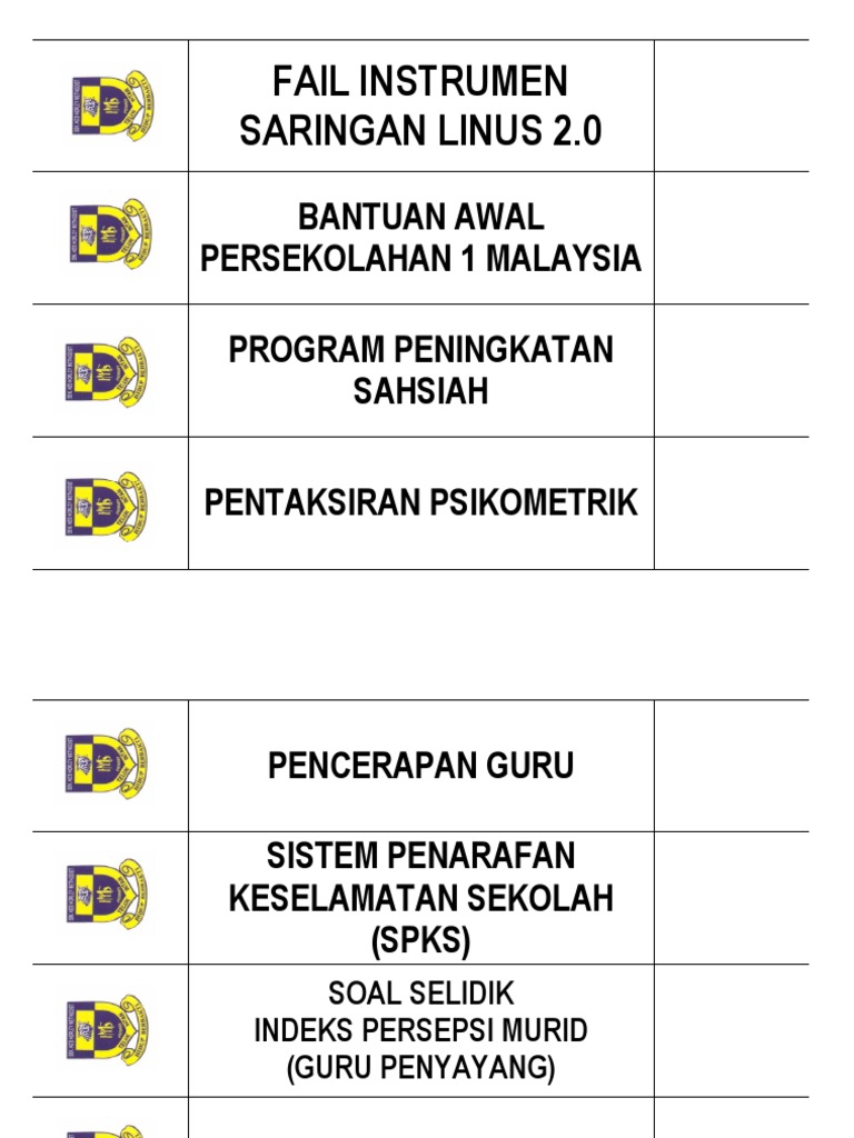 Fail Instrumen Saringan Linus 2.0 | PDF