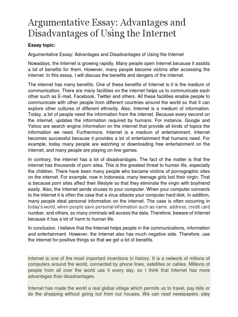 Argumentative Essay Advantages and Disad | PDF | Social Networking ...