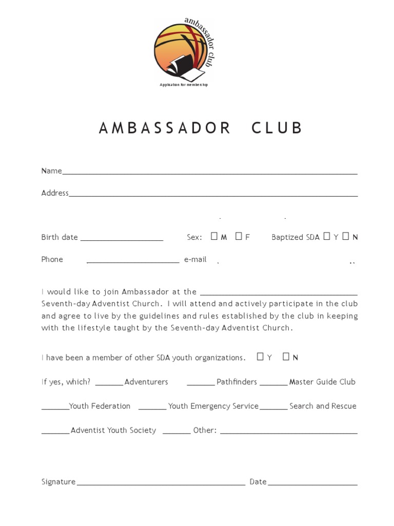 Ambassador Application Form | PDF