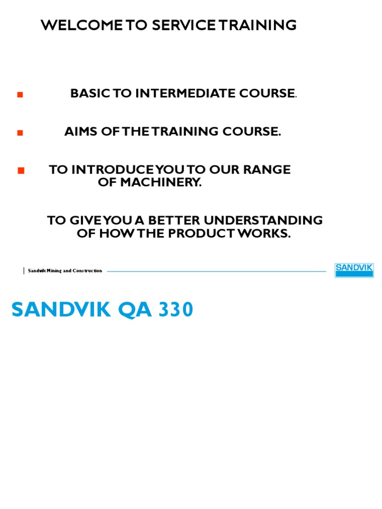 Sandvik Machinery Service Training Guide | PDF | Belt (Mechanical) | Valve