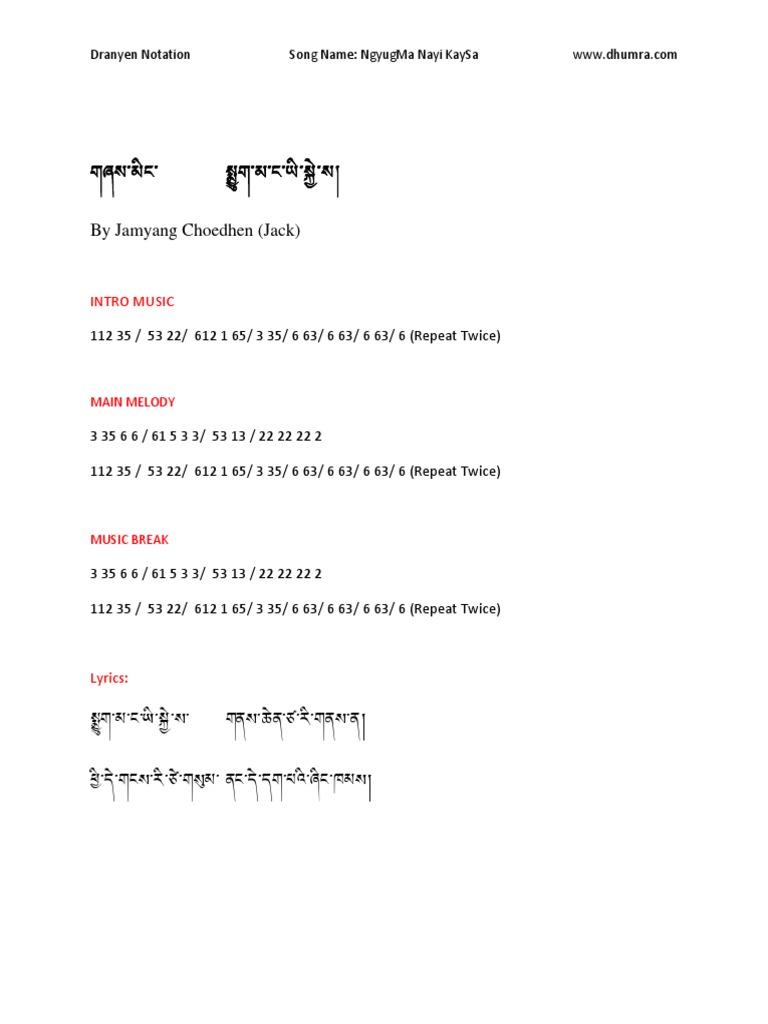 NgyugMa Nayi KaySa Dranyen Notes | PDF
