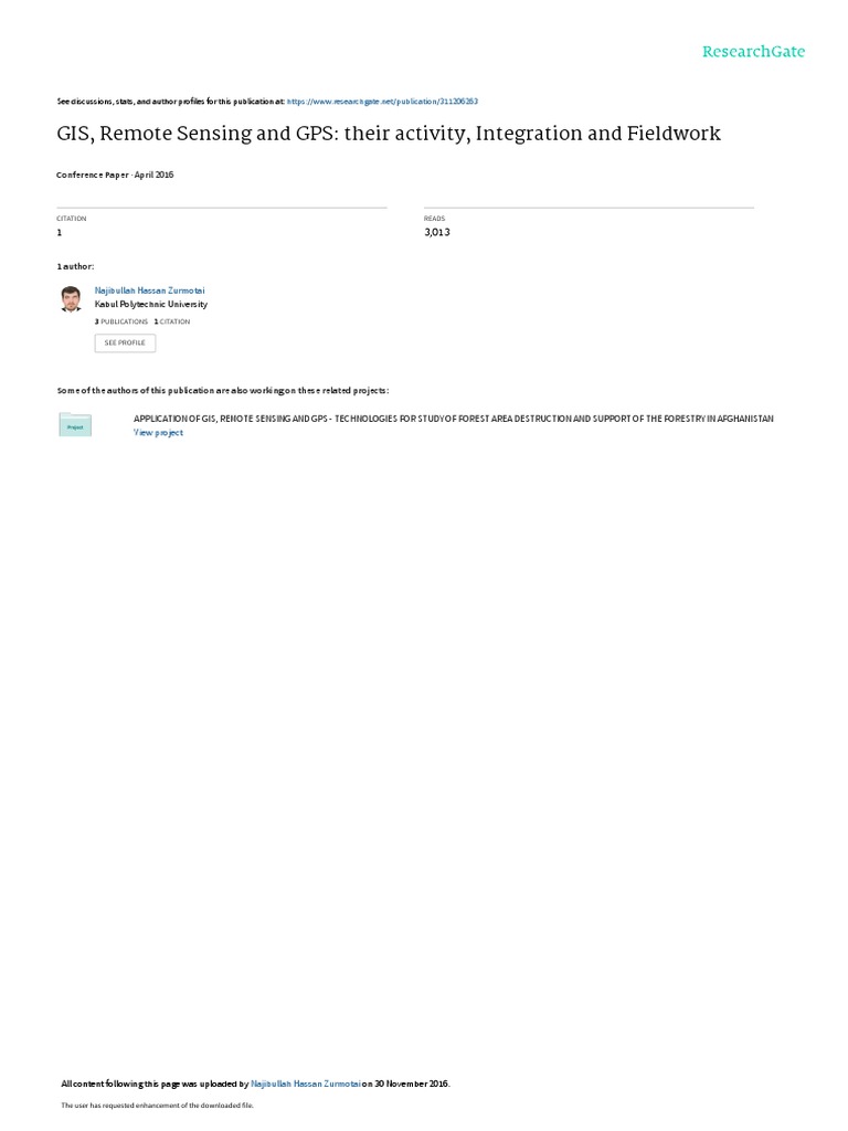GIS, Remote Sensing and GPS: Their Activity, Integration and Fieldwork ...