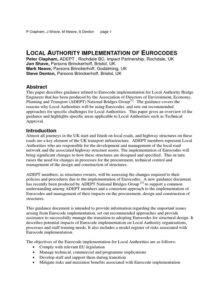 National Strategy For Implementation of The Structural Eurocodes ...